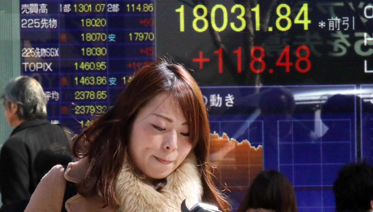 Tokyo stocks end above 18,000 for first time in 7 years | The Straits Times