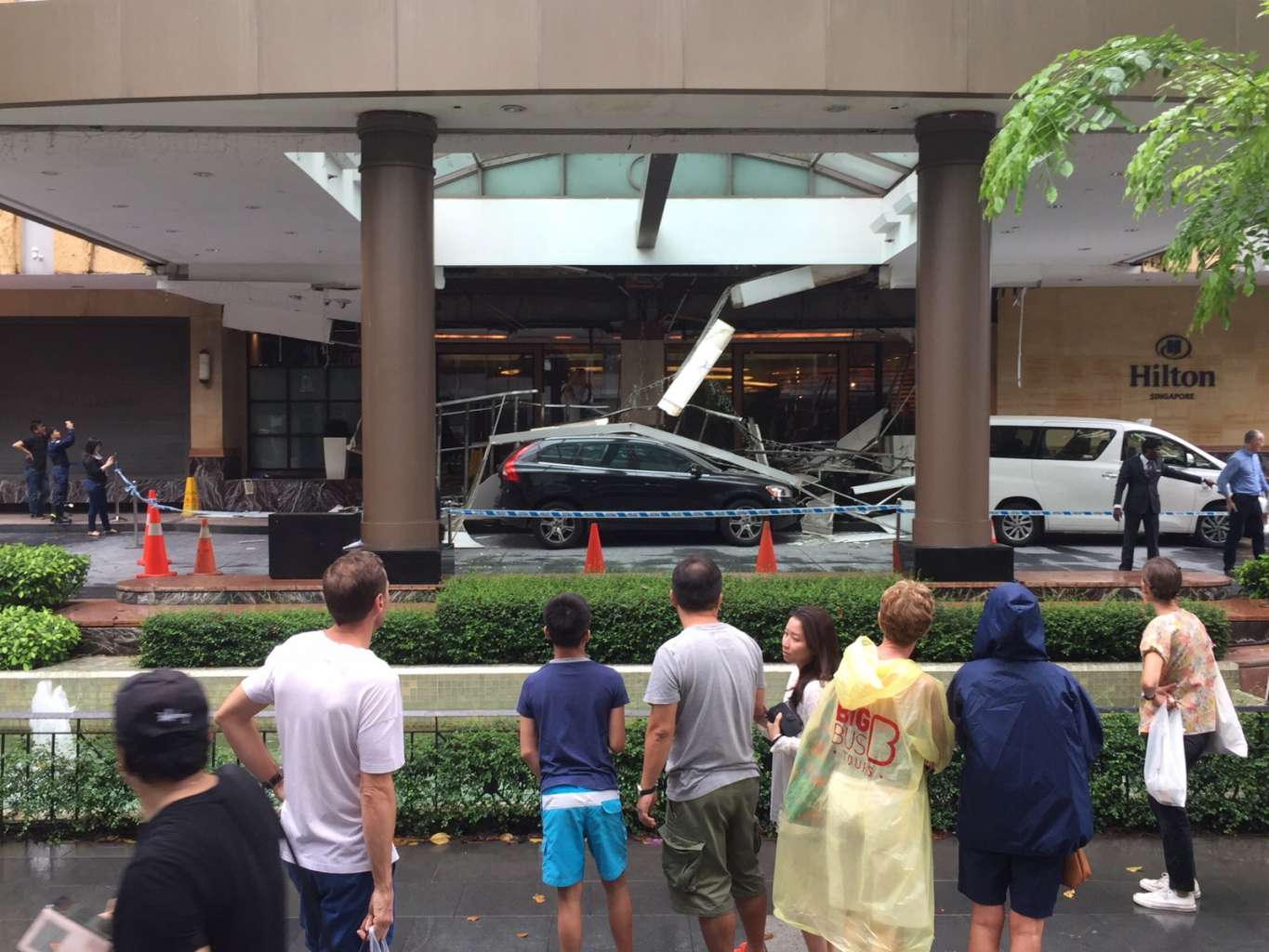 At least two taken to hospital after Hilton hotel driveway ceiling ...