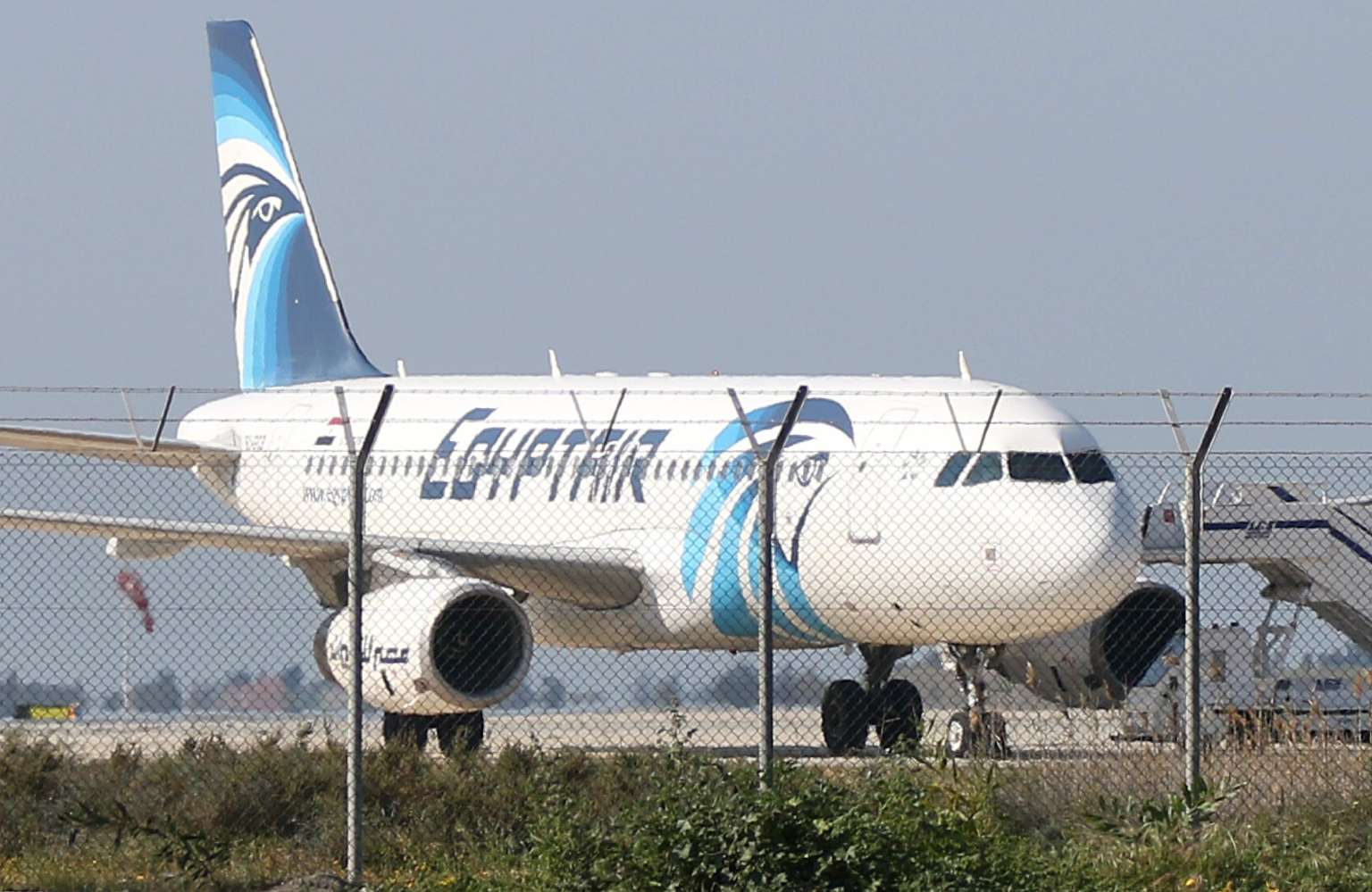 In Pictures: The hijacked EgyptAir A320 plane in Cyprus | The Straits Times