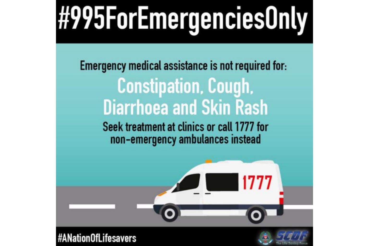 Don't call 995 if you have a stomachache: SCDF | The Straits Times
