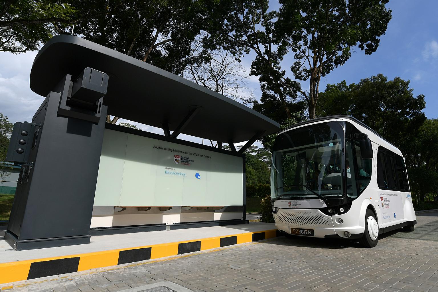 Test run of electric shuttle between NTU and CleanTech One building ...