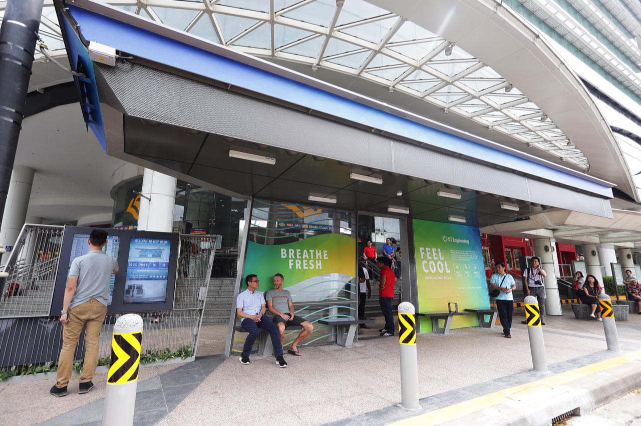 Cooler, cleaner air for commuters at pilot bus stop outside Plaza ...