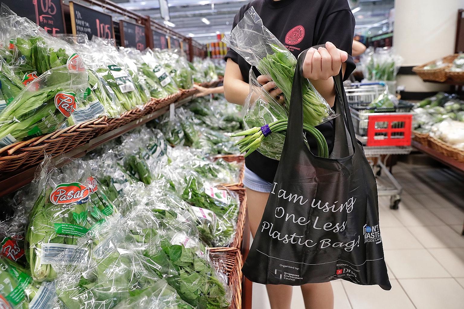 One Less Plastic bag for groceries: Go reusable | The Straits Times