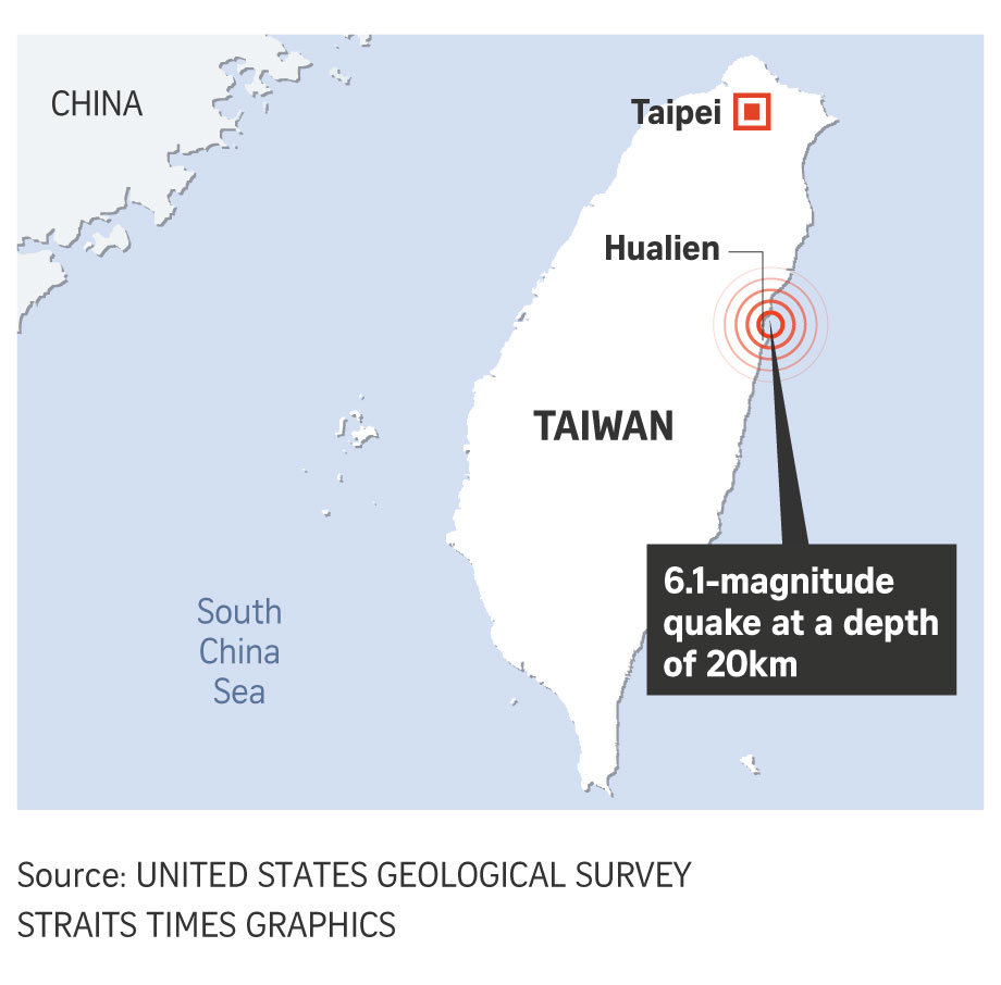 Strong Taiwan quake injures 17, including a Malaysian | The Straits Times