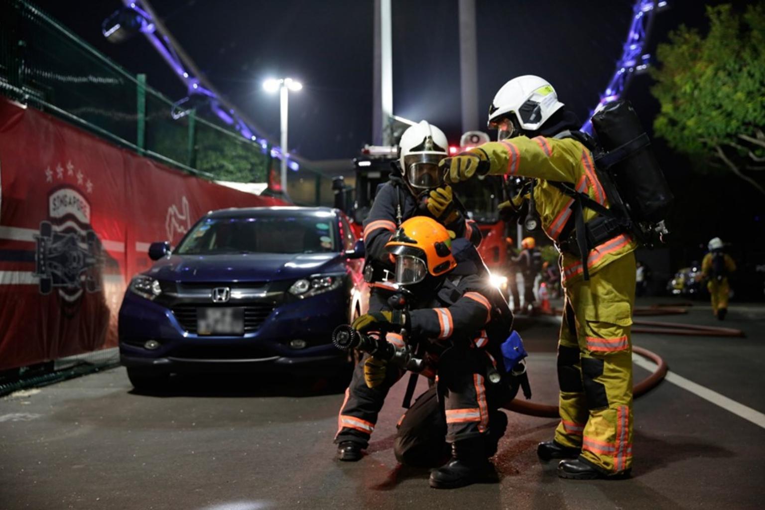 SCDF conducts exercise at F1 race track that simulates fire, chemical ...