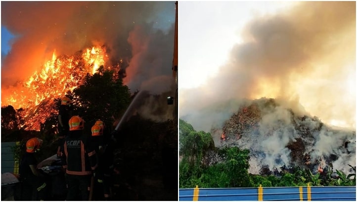 SCDF fighting wood waste fire in Choa Chu Kang; 4-storey high flames ...