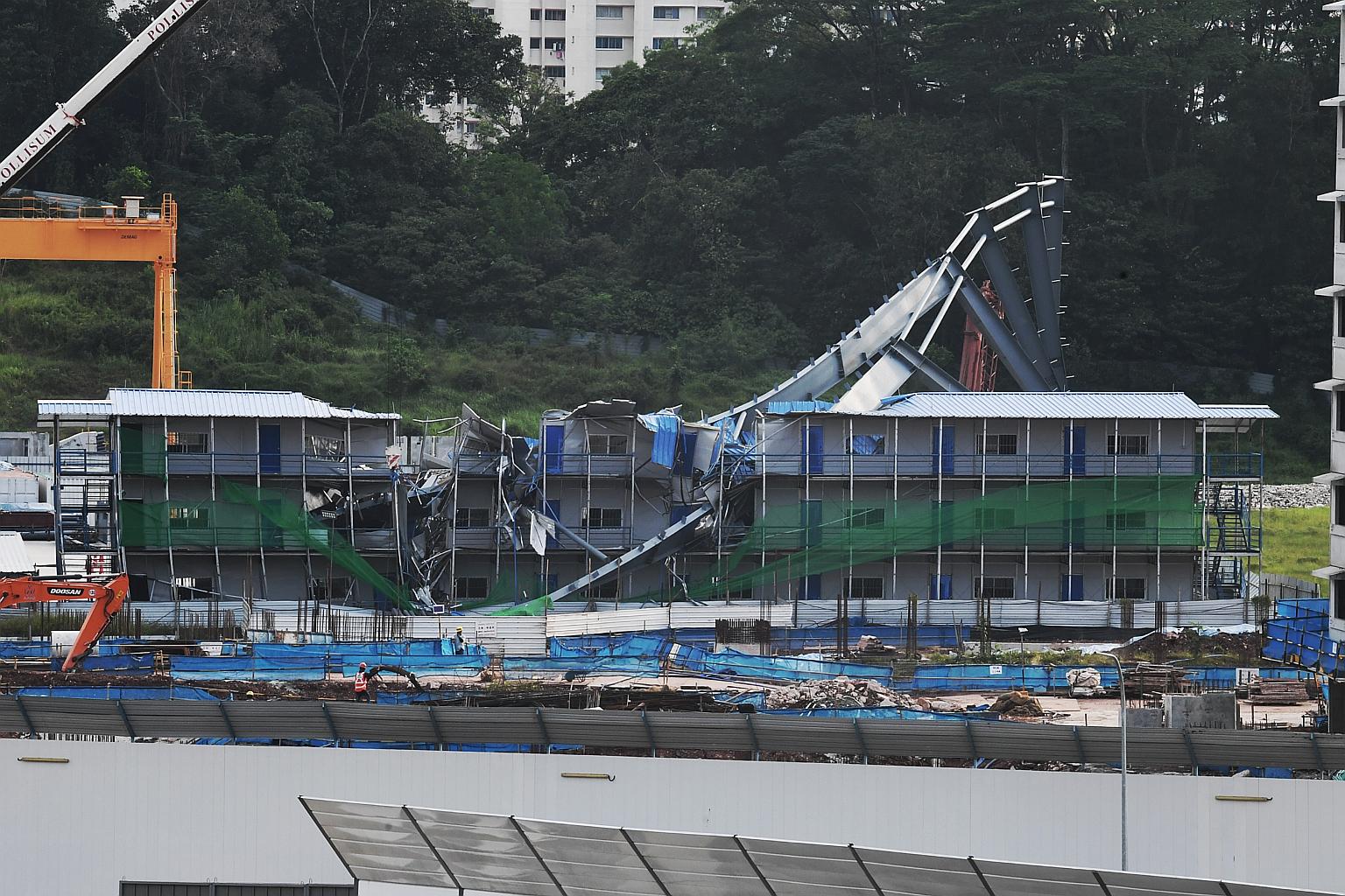 12m-tall steel structure collapses next to BTO worksite in Tengah, no ...