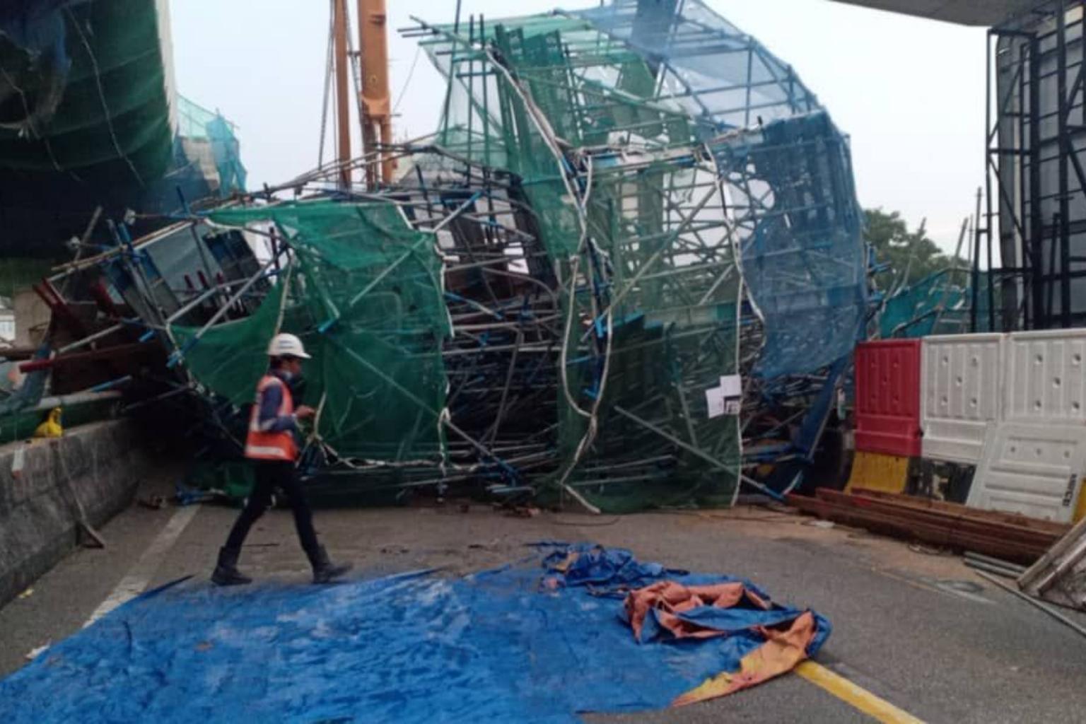 Scaffolding collapse at Malaysian highway construction site injures two ...