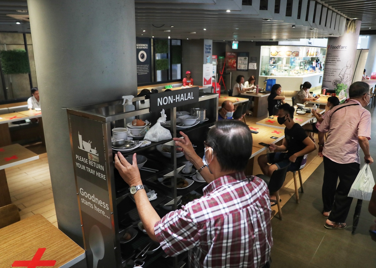 Most patrons at foodcourts, coffee shops seen returning trays on first ...