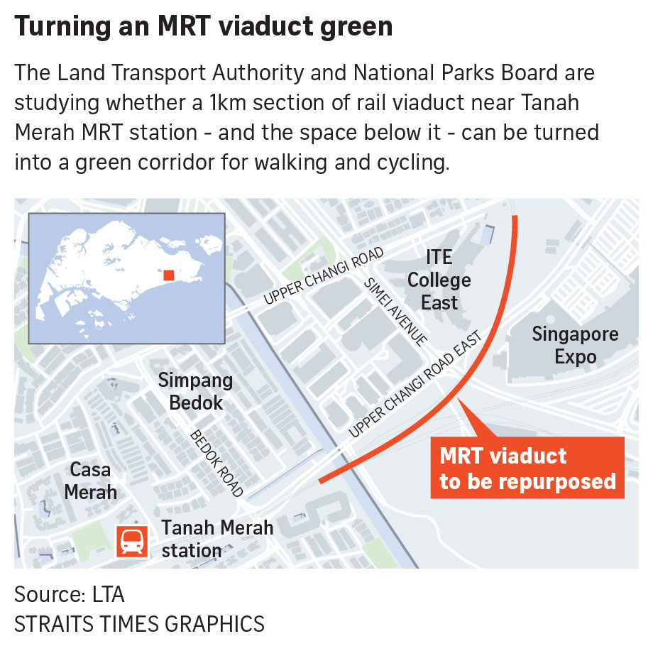 Tanah Merah MRT viaduct may be turned into elevated green corridor when ...