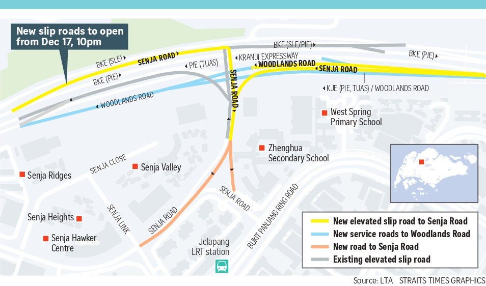 KJE-Senja Road interchange opens fully on Dec 17, cutting travelling ...