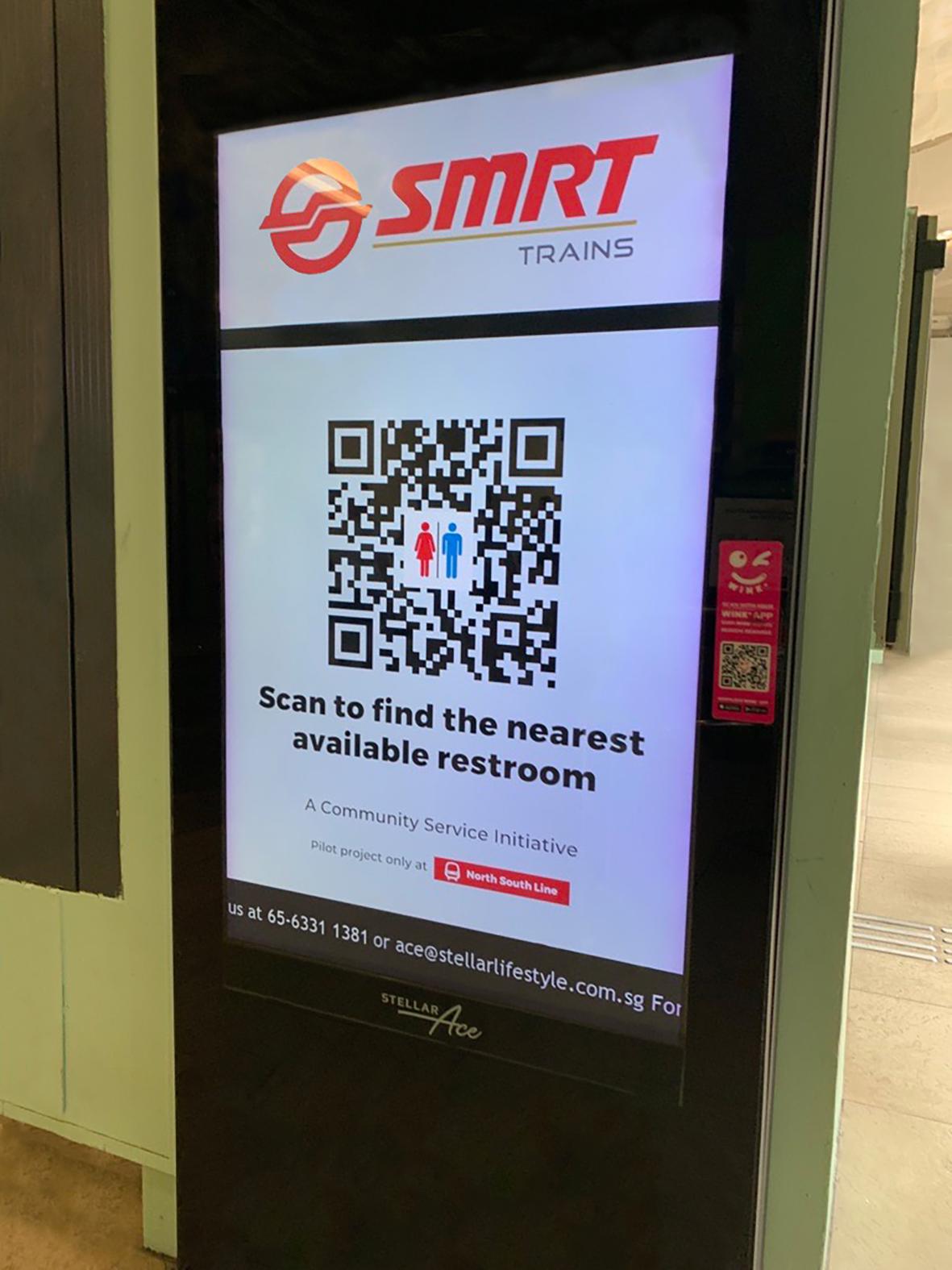 Train commuters on North-South Line can locate nearest toilet by ...