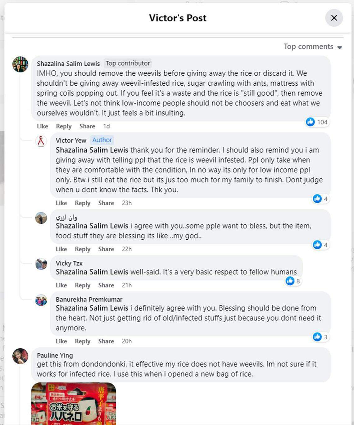 [Don't Waste, Come I Give You All] Facebook user offers weevil-infested ...