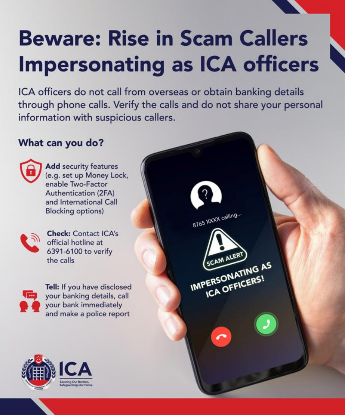 Surge in scam calls impersonating ICA officers between April and June ...