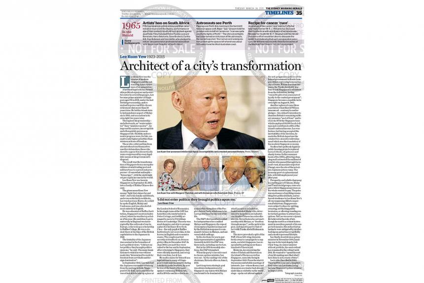 Front-page tributes to Mr Lee Kuan Yew in newspapers in Asia | The ...