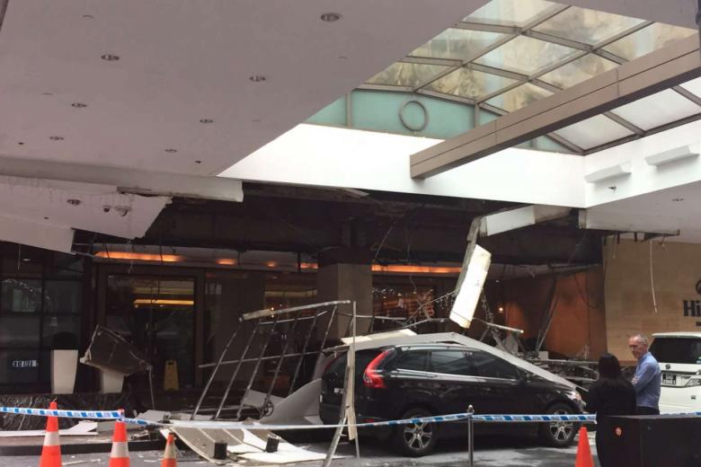 At least two taken to hospital after Hilton hotel driveway ceiling ...