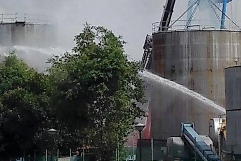 30 workers flee fire at food oil processing factory | The Straits Times