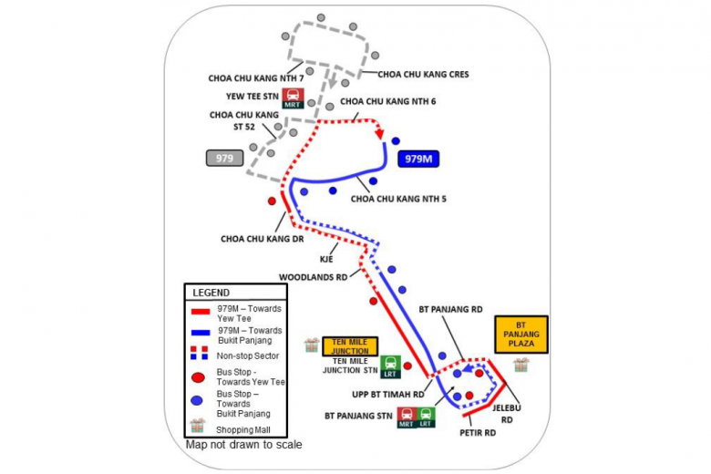 Temporary bus service 979M to link Choa Chu Kang to Bukit Panjang MRT ...