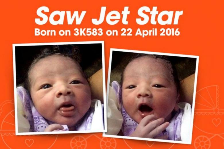 Mother names baby 'Jet Star' after giving birth onboard Jetstar Asia ...