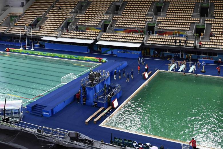 Olympics: Rio diving pool drained of green water | The Straits Times