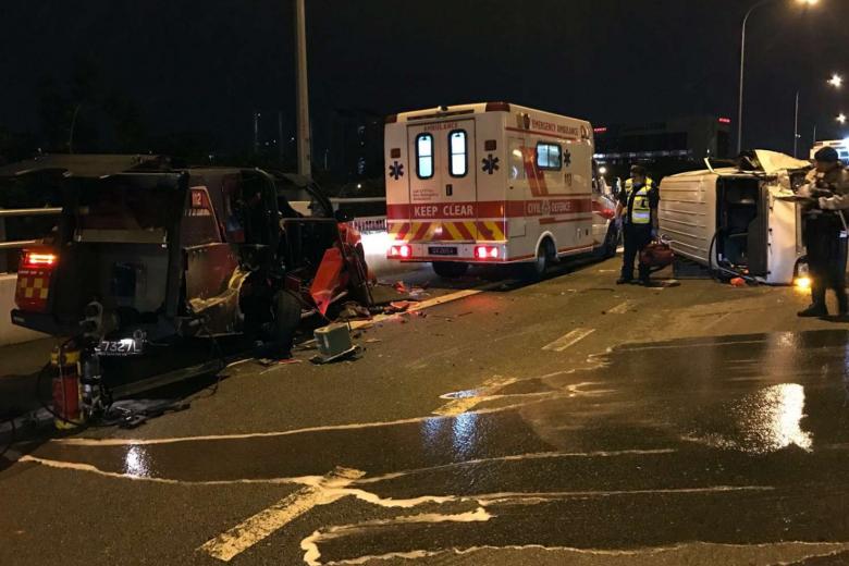 Two accidents on Braddell flyover leaves three injured, one involving ...