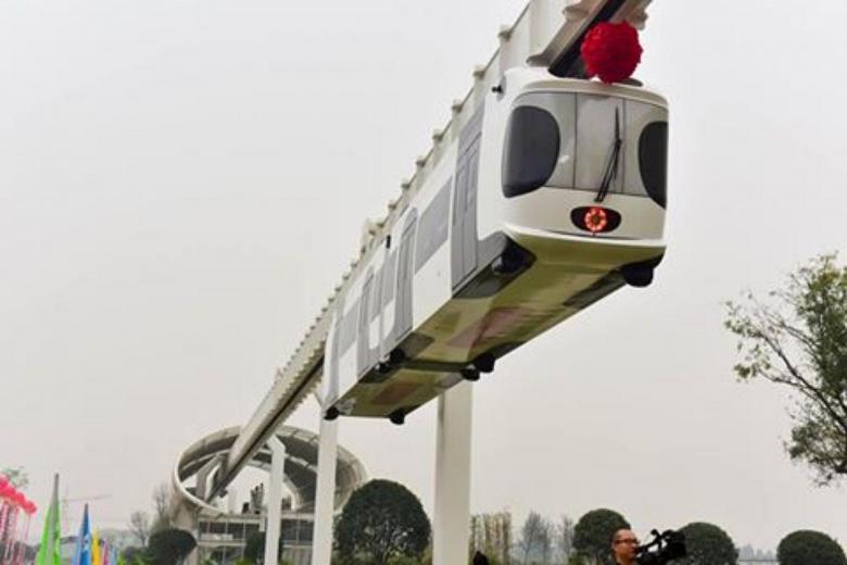 China's first sky train rolls into operation in Chengdu | The Straits Times
