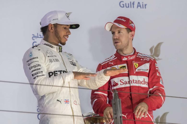 Formula One: Sebastian Vettel triumphs in Bahrain as Lewis Hamilton ...