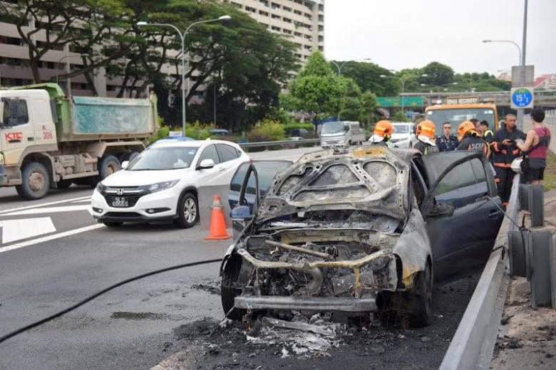 Car catches fire along PIE near Toa Payoh Lor 6, no one hurt | The ...