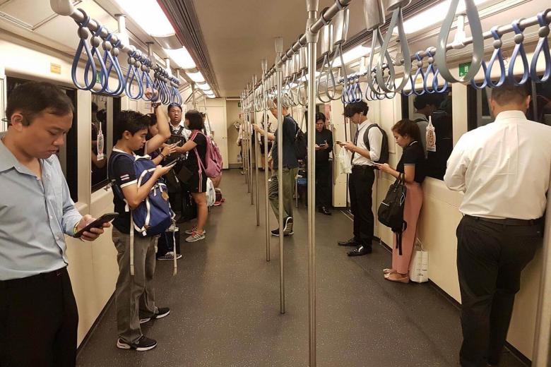 Bangkok trials MRT train without seats to ease overcrowding | The ...