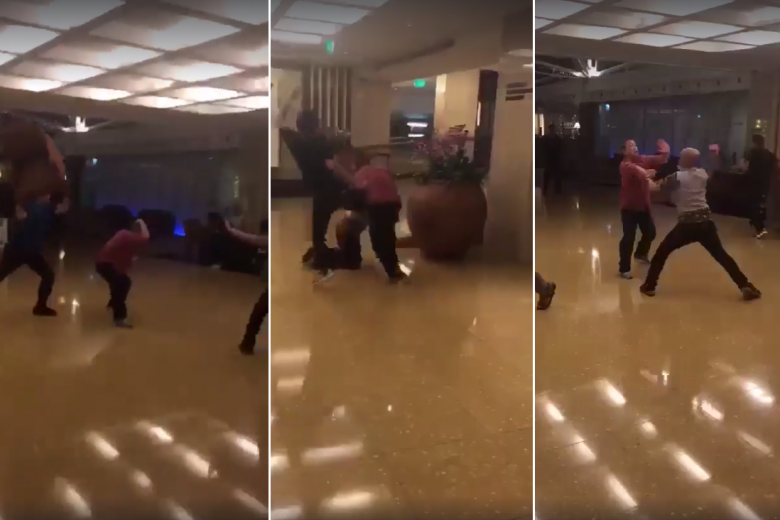 Caught on camera: 4 men fight, throw chairs at Peninsula Excelsior ...