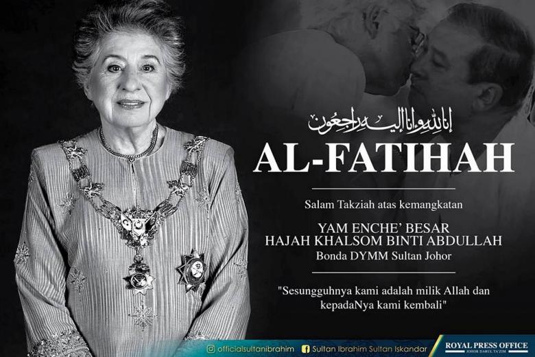 Johor Sultan's mother dies at age 83 | The Straits Times