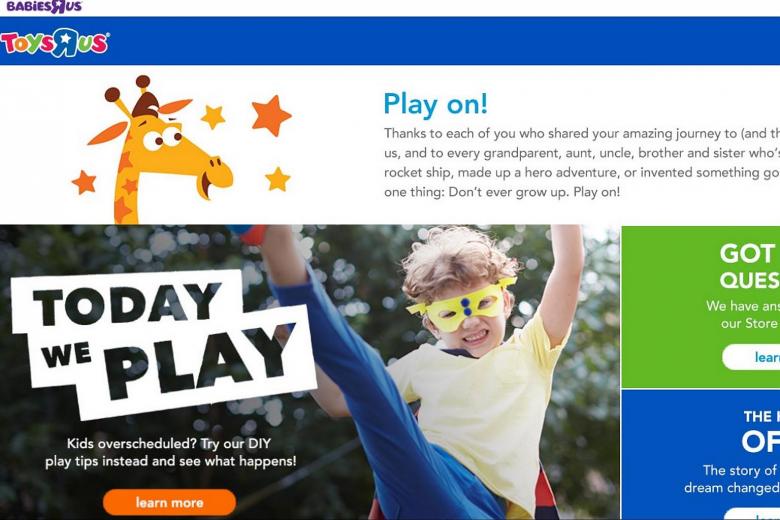 In farewell to US shoppers, Toys 'R' Us urges 'Play on!' | The Straits ...
