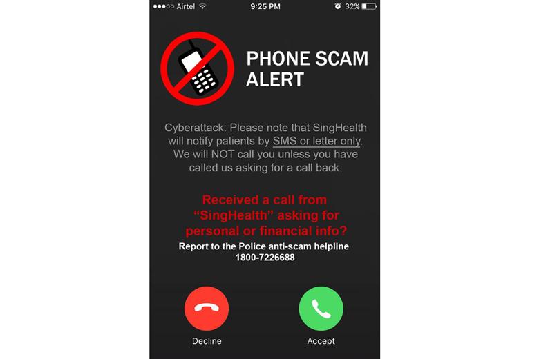 SingHealth issues alert against scam phone calls asking for personal ...