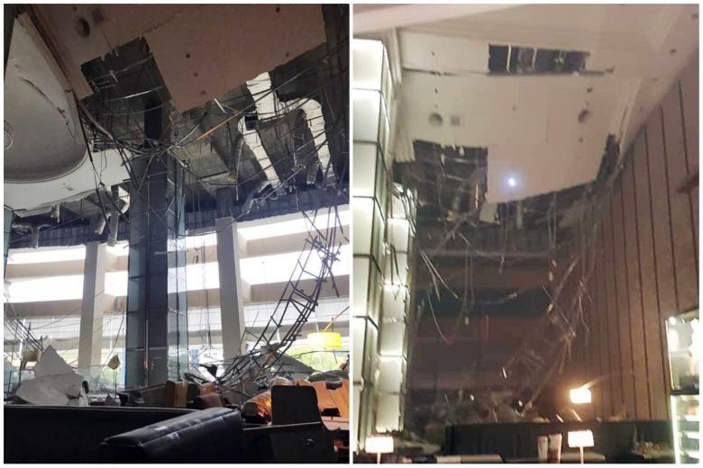 Ceiling collapses at KL Hilton lobby during maintenance; one worker ...