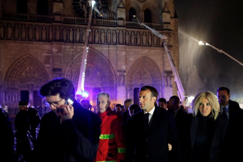 French president Emmanuel Macron vows to rebuild Notre Dame after ...