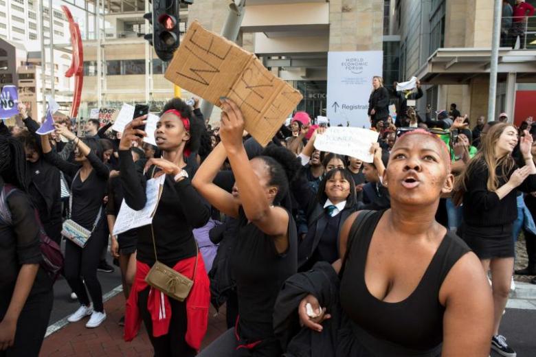 Hundreds protest against South Africa gender violence at World Economic ...