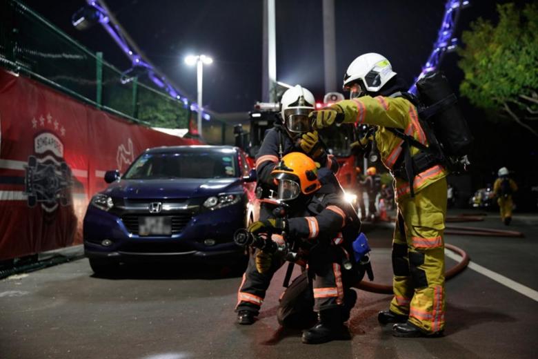 SCDF conducts exercise at F1 race track that simulates fire, chemical ...