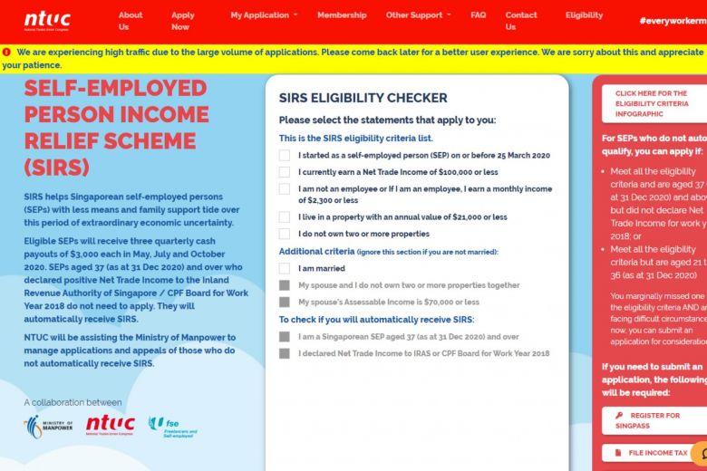 Coronavirus: NTUC website for self-employed income relief applications ...