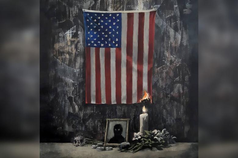 Britain's Banksy depicts US flag on fire in George Floyd tribute | The ...