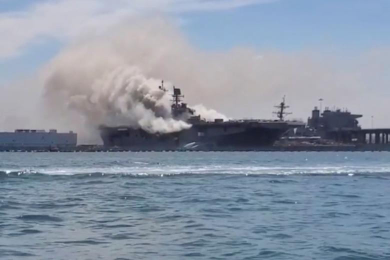 Stubborn fire aboard US Navy warship in San Diego injures 21 people ...