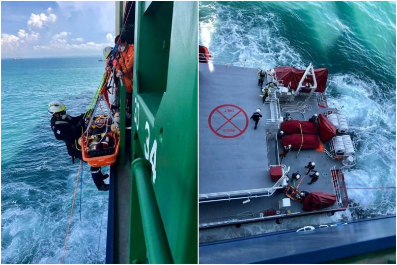 SCDF rescues injured man out at sea | The Straits Times