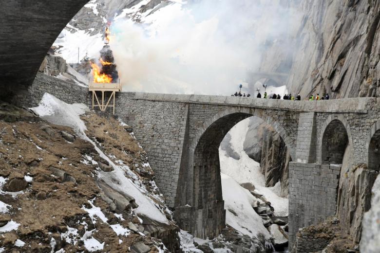 Swiss blow up huge snowman in mountains to welcome spring | The Straits ...