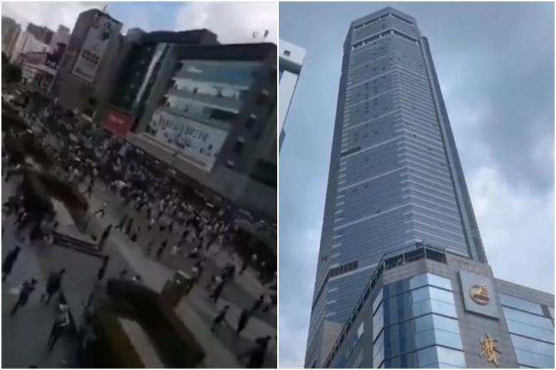 China skyscraper wobbles, spreading panic in downtown Shenzhen | The ...