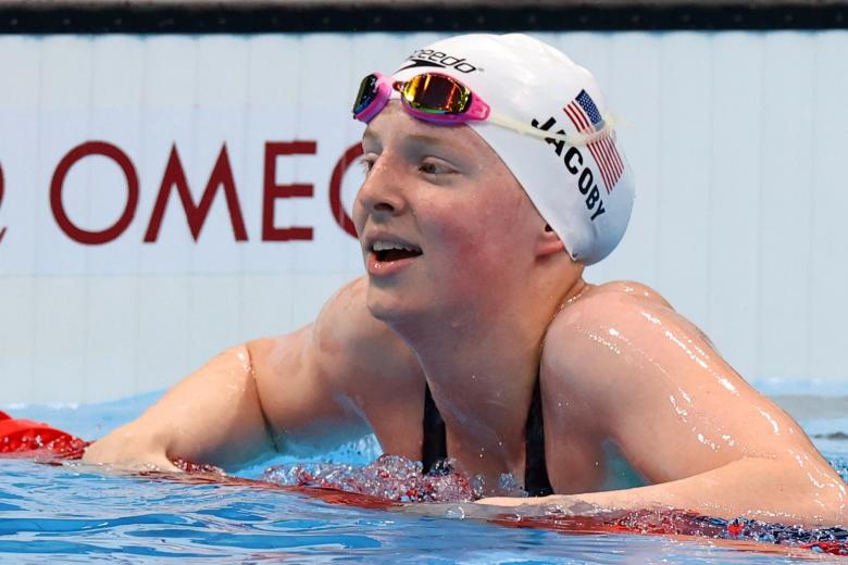 Olympics: US teen Lydia Jacoby wins women's 100m breaststroke gold ...