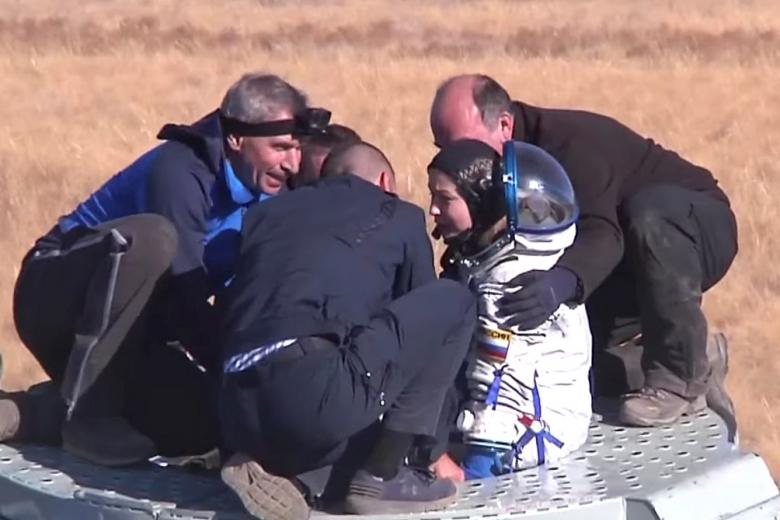 Russian crew return to Earth after filming first movie in space | The ...