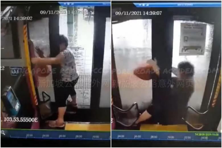 Driver closes doors on elderly woman as she alights bus at Hougang ...