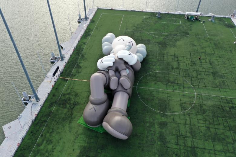 Court orders halt to display of US artist Kaws' 42m-long inflatable ...