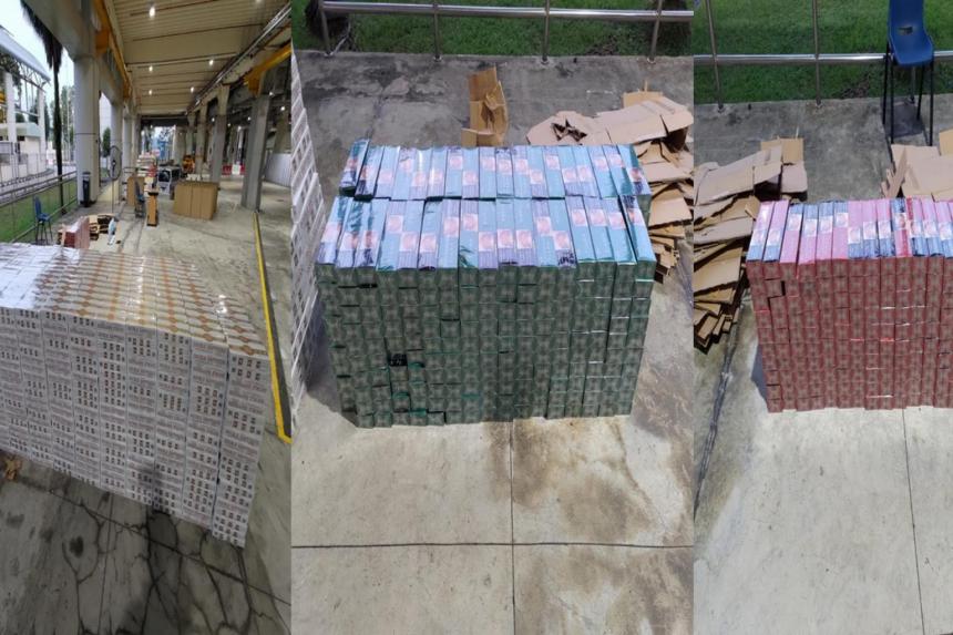 ICA officers seize 3,500 cartons of duty unpaid cigarettes at Tuas ...