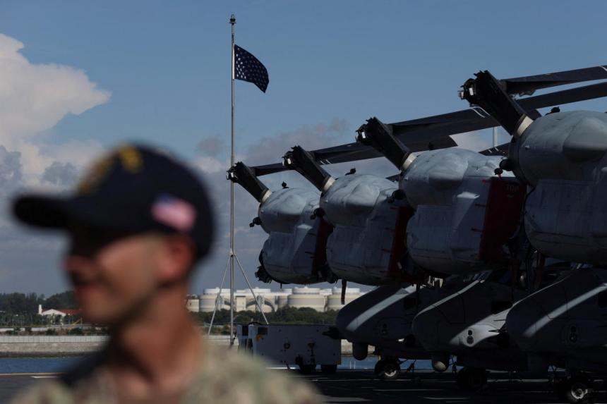American warship USS Tripoli docks in Singapore on maiden deployment ...