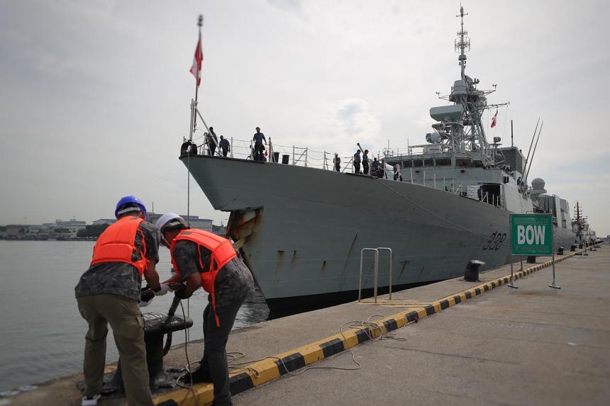 Canadian warship docks at Changi Naval Base in deployment to Asia ...